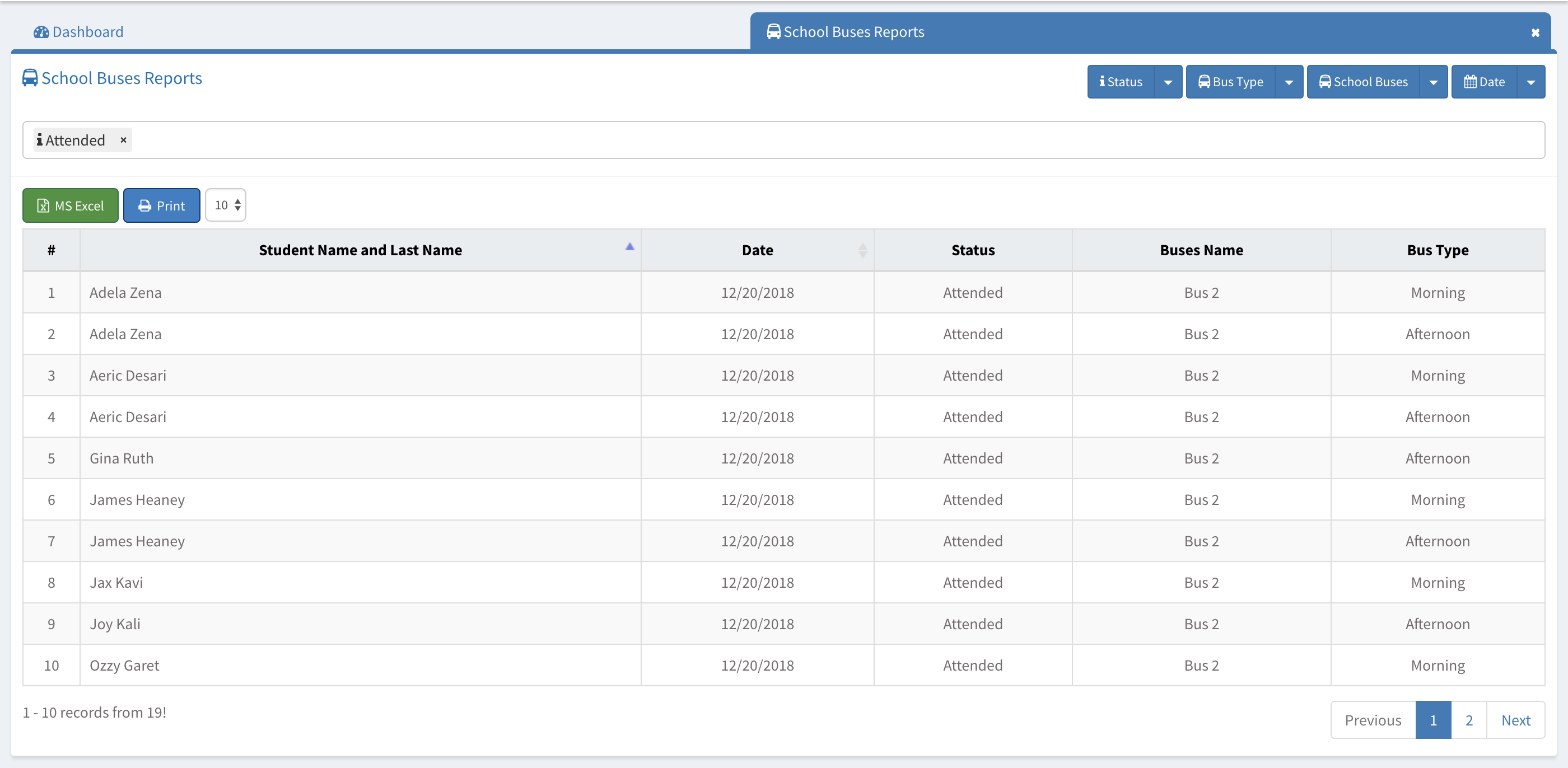 SmartClass - School Buses Report